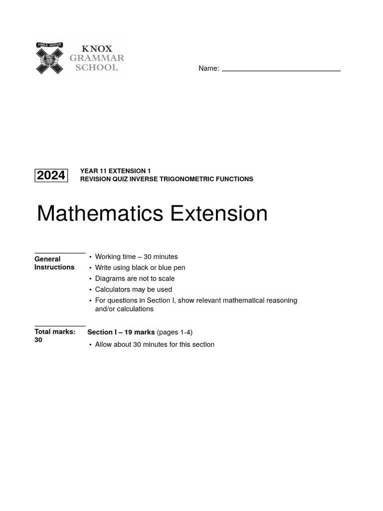 Further Trig Quiz Solutions | PDF | Trigonometry | Function (Mathematics)