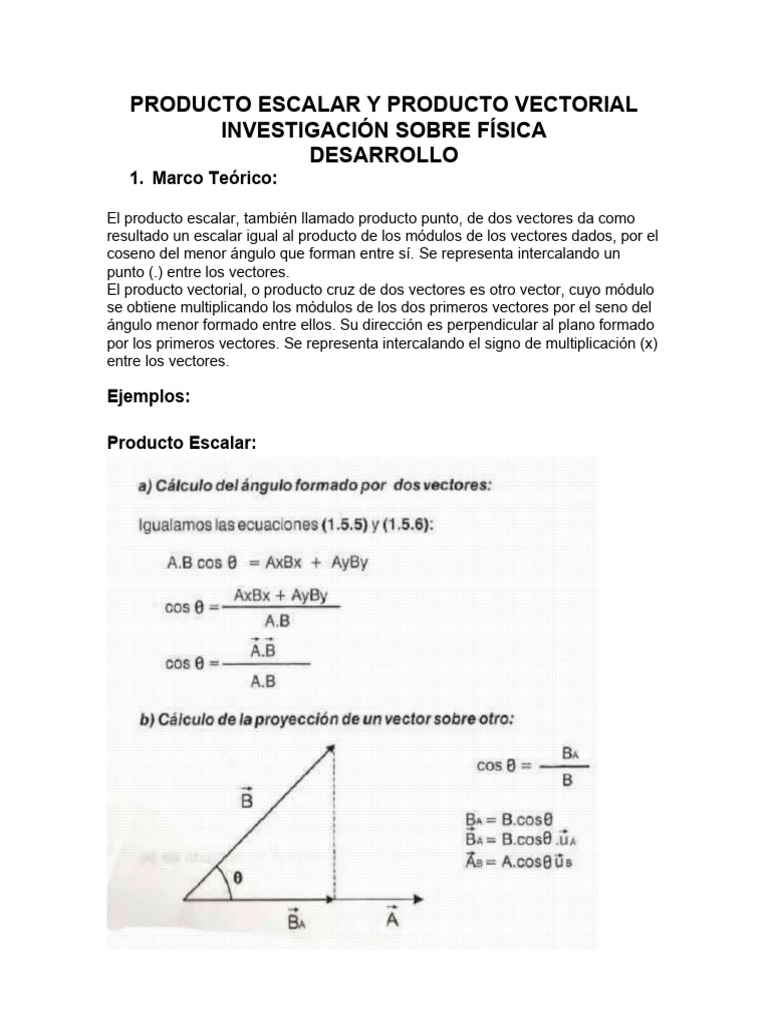 Producto Escalar y Producto Vectorial | PDF