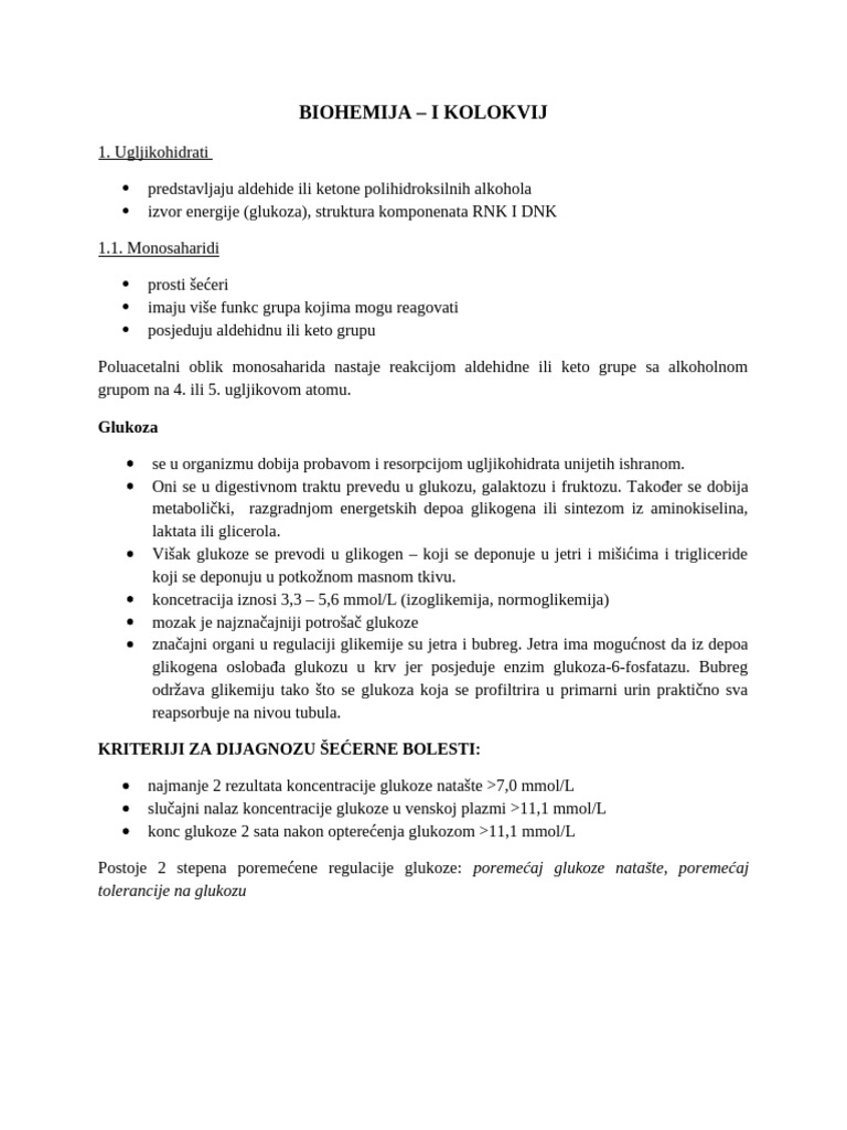 BIOHEMIJA Kolokvij | PDF