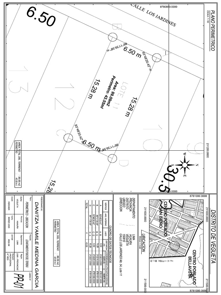 Plano Lote 11 - Danitza Yamile Medina Garcia Perimetrico | PDF