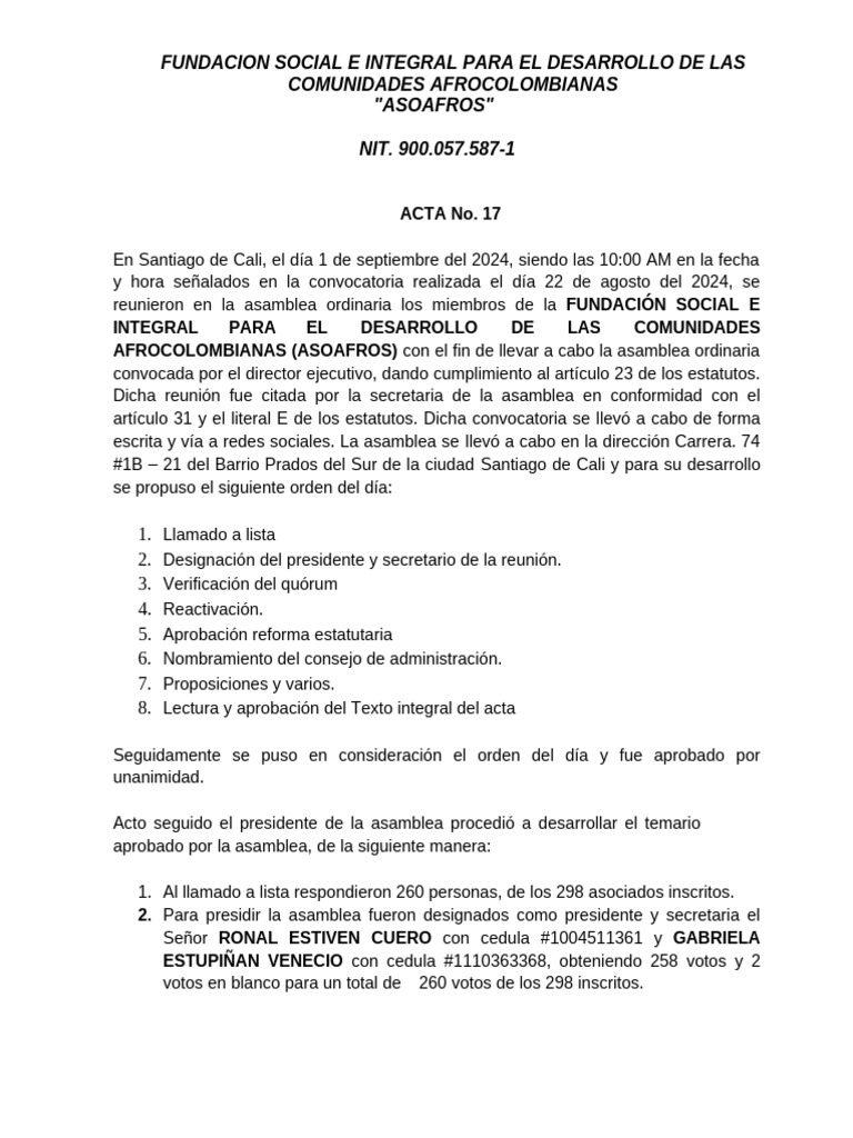 Acta 17 Actualizada | PDF