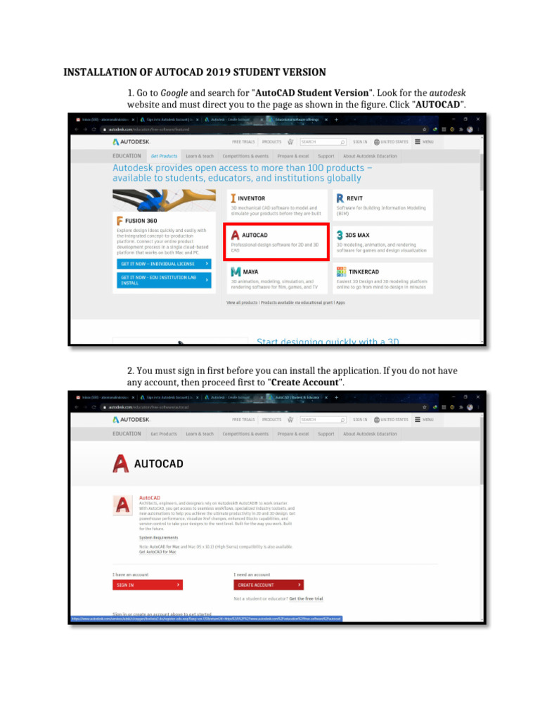 Draw 101 Installation of Autocad 2019 Student Version | PDF