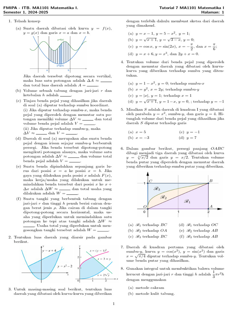 Tutorial 7 Matematika I 2024 2025 | PDF