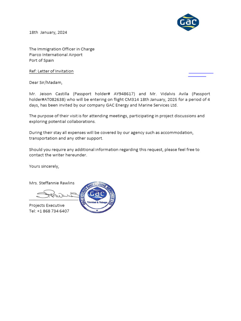 Invitation Letter for Visa Support | PDF