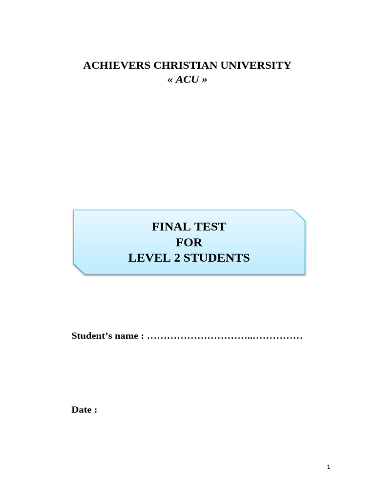 ACU Level 2 Final Test Guide | PDF | Asian Cuisine | Cuisine