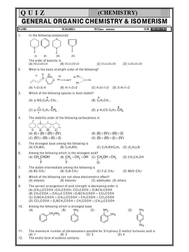 Quiz-General Organic Chemistry & Isomerism-Snd - SND | PDF