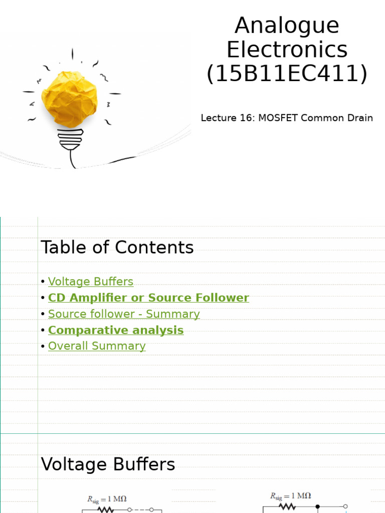 MOSFET Common Drain Amplifier Overview | PDF