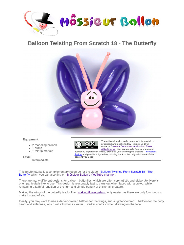 Easy Balloon Butterfly Tutorial | PDF | Balloon | Butterfly