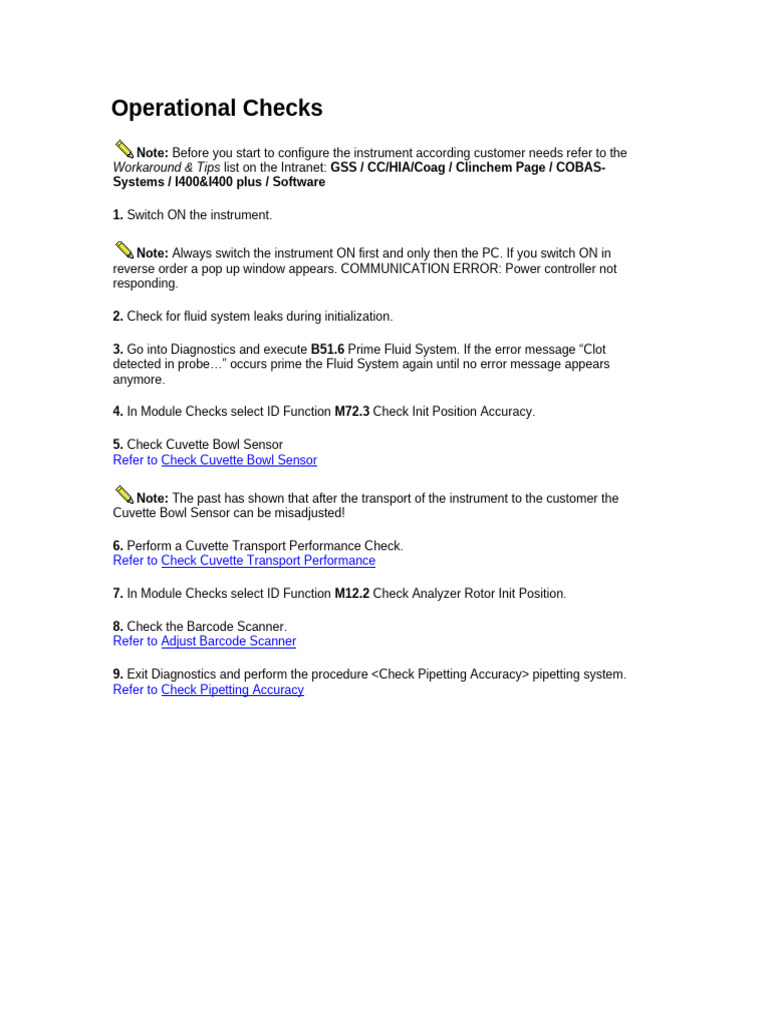 Operational Checks Integra 400+ | PDF