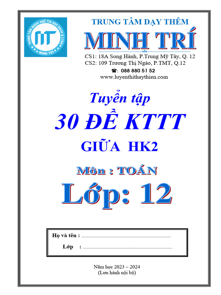 30 ĐỀ KTTT GIỮA HK1 T 12 TP.HCM | PDF