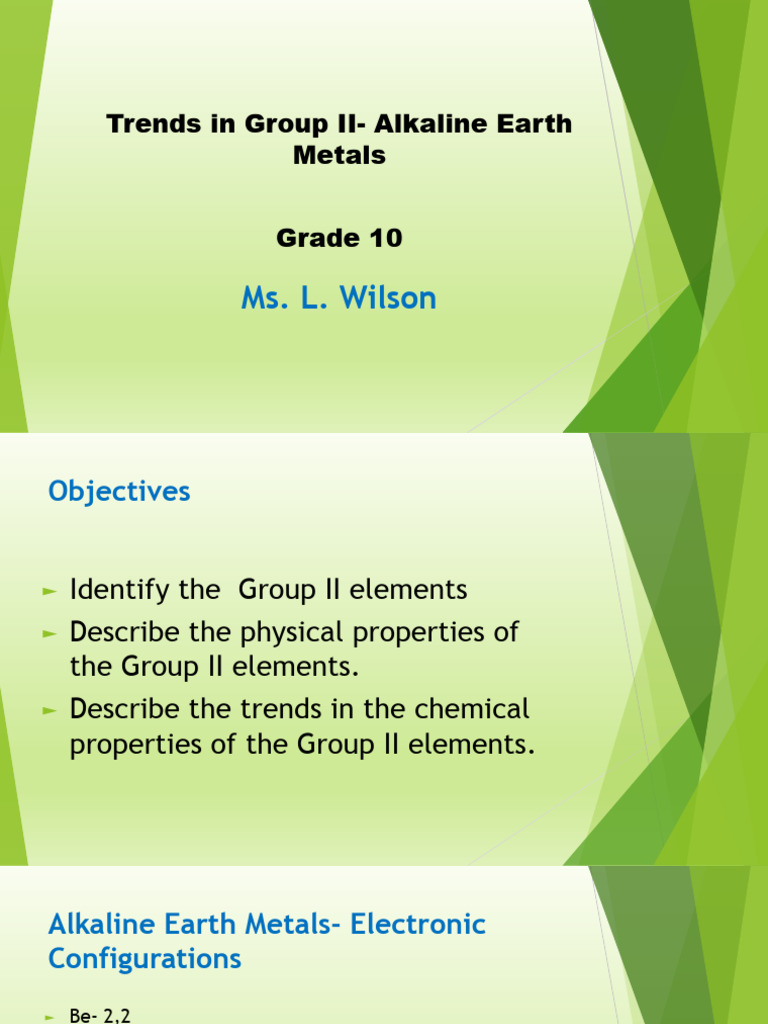 Trends in Alkaline Earth Metals | PDF | Magnesium | Ion