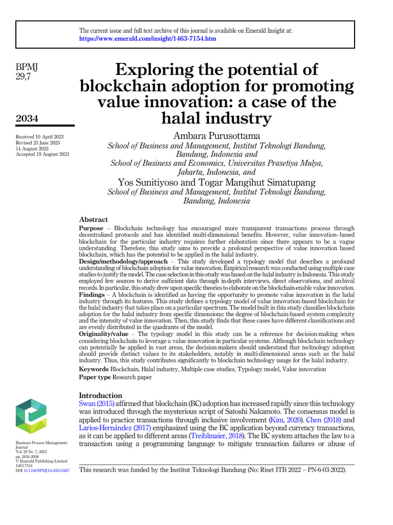 10-1108 - BPMJ-04-2023-0267 (Lomba HVC) | PDF | Sharia | Supply Chain