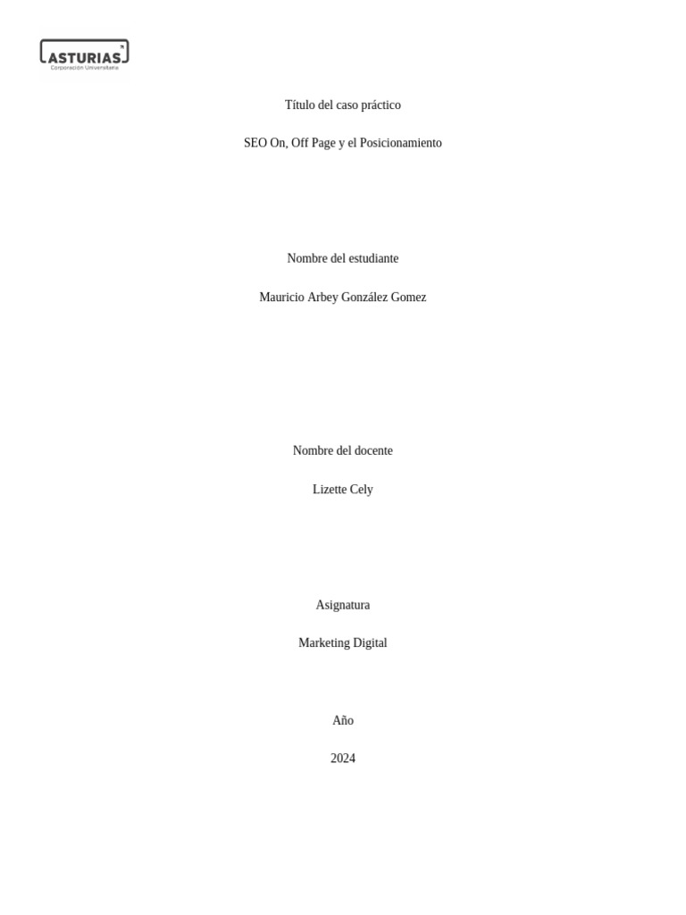 Caso Practico U2 Marzo | PDF | Posicionamiento en buscadores | Publicidad digital