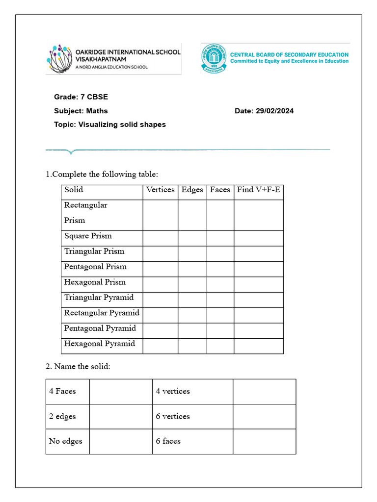 T - Grade7 Visualising Solid Shapes | PDF