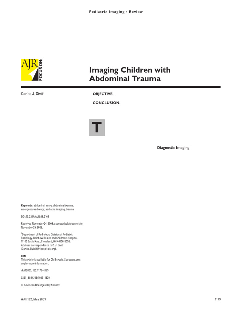 Sivit 2012 Imaging Children With Abdominal Trauma | PDF | Liver | Ct Scan