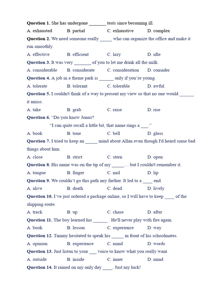 Idiom, Phrasal Verbs, Collocation 4 | PDF | Mood (Psychology) | Mental ...
