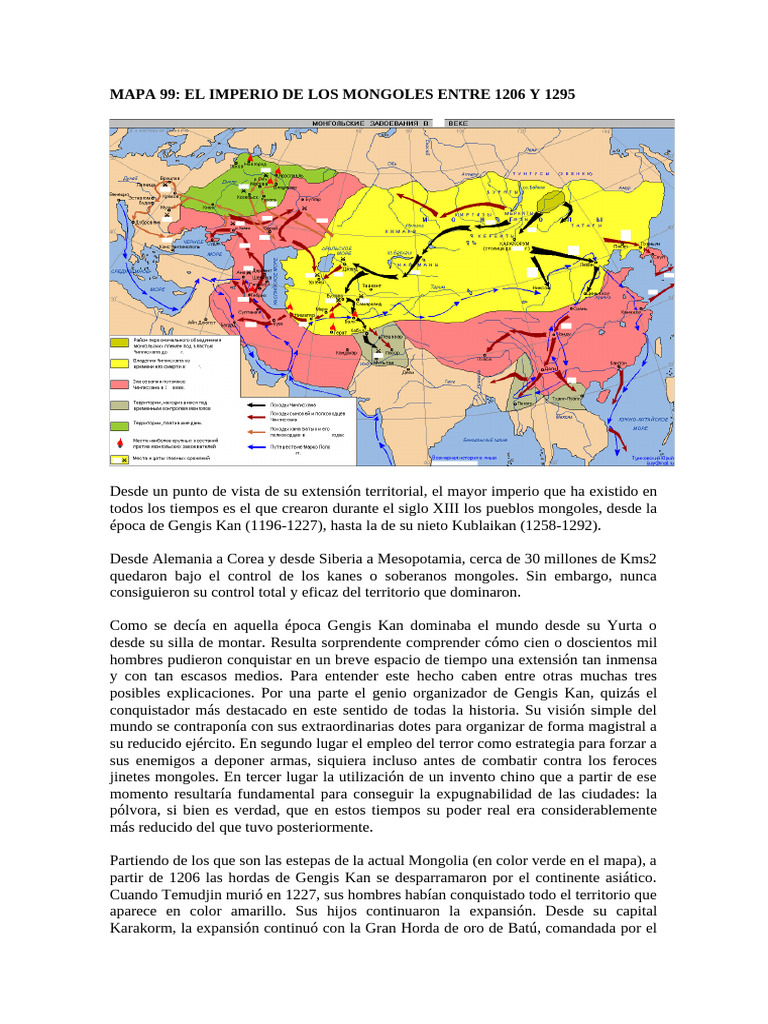 Mapa del Imperio Mongol (1206-1295) | PDF | Imperio mongol | Genghis Khan