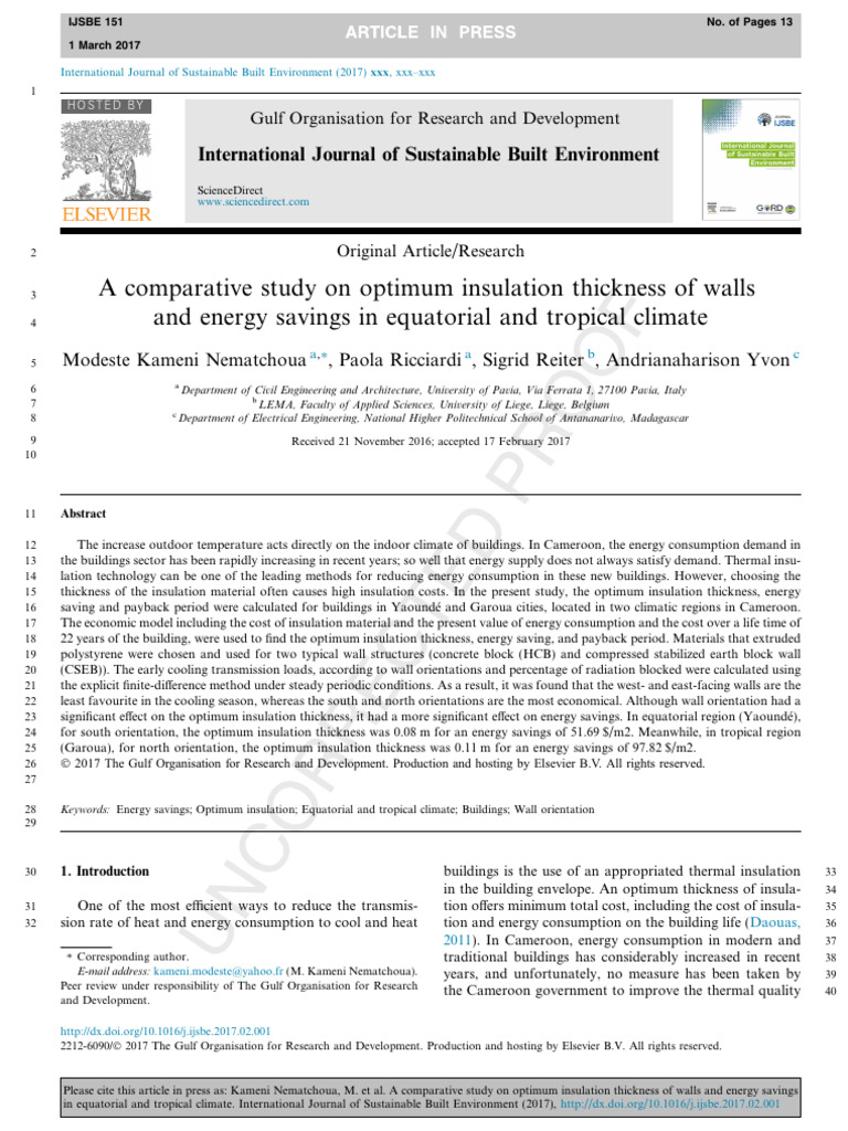 A Comparative Study On Optimum Insulation Thickness of Walls | PDF ...