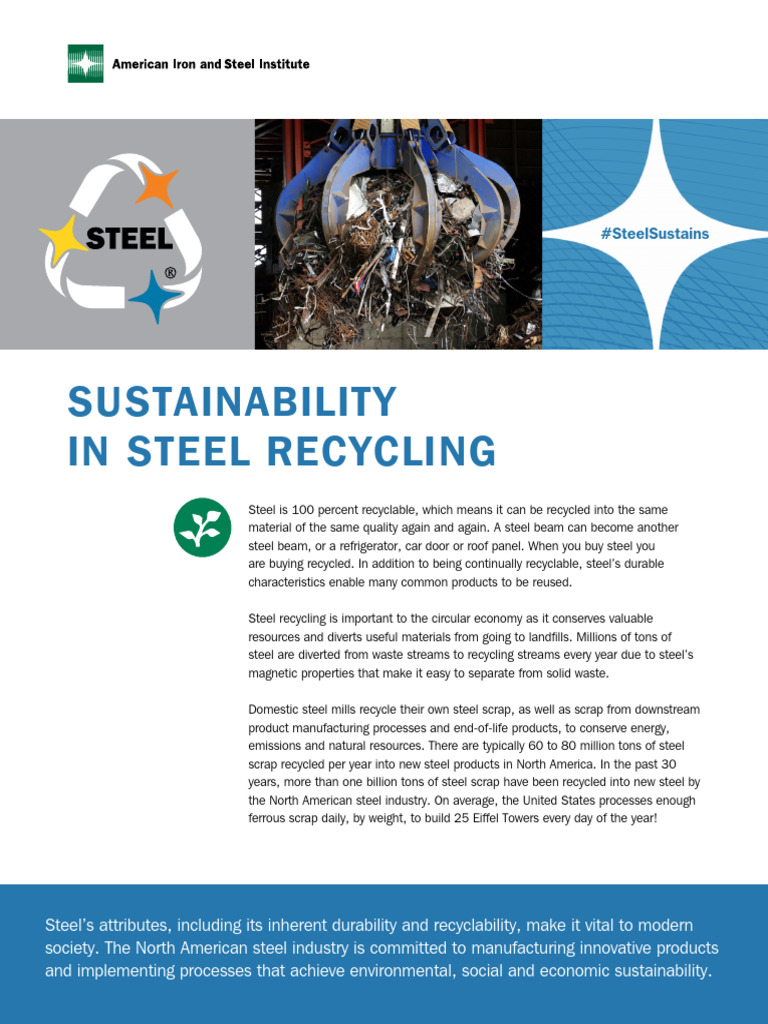 Steel Sustains in Recyclability Fact Sheet | PDF | Recycling | Scrap