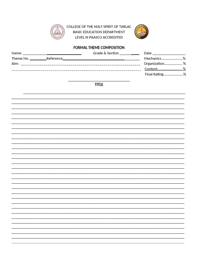 Holy Spirit Tarlac Theme Composition Guide | PDF