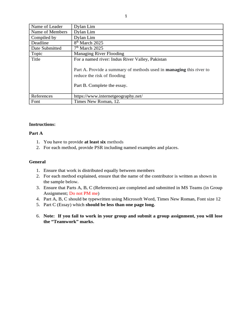CA2.1 U4 Case Study - Managing River Flooding DYLAN LIM (Individual) | PDF | Flood | Levee
