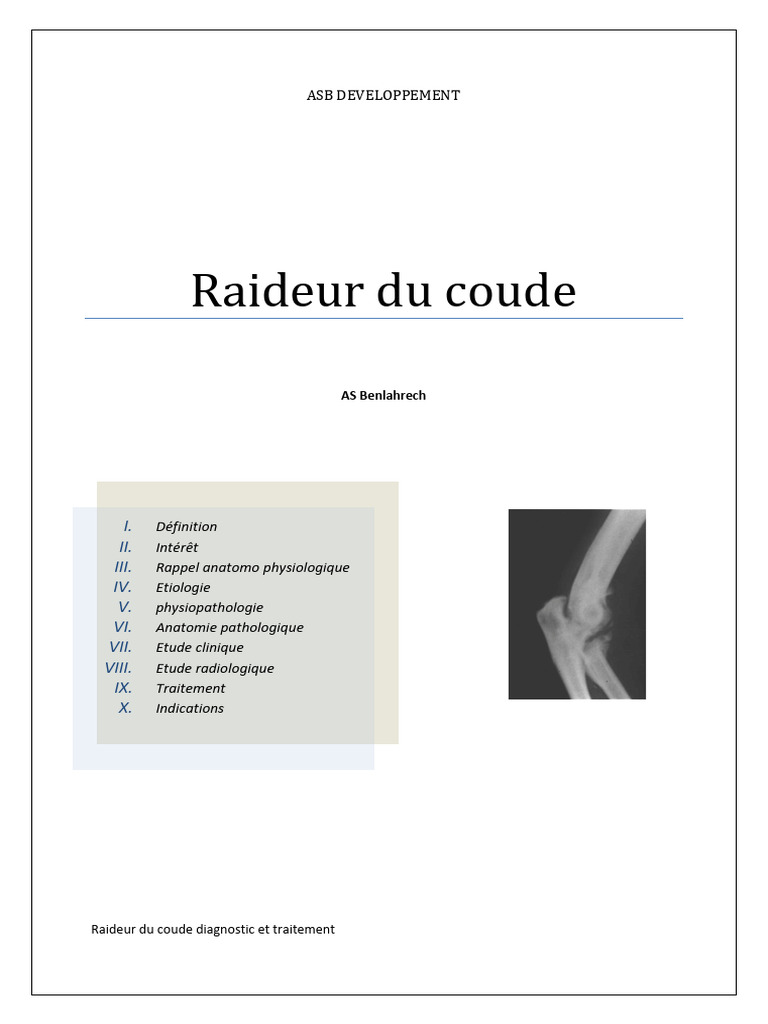 Raideur Du Coude | PDF | Appareil locomoteur | Membres (anatomie)