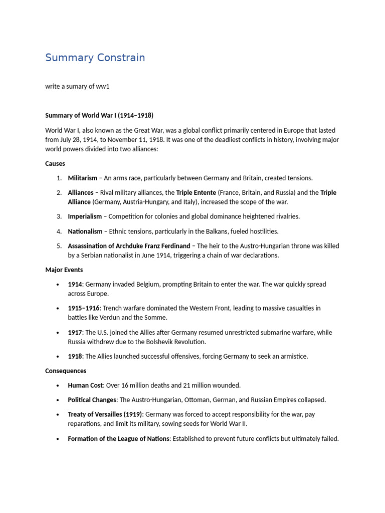 Constraint-Based Prompt Engineering | PDF | World War I | Allies Of ...