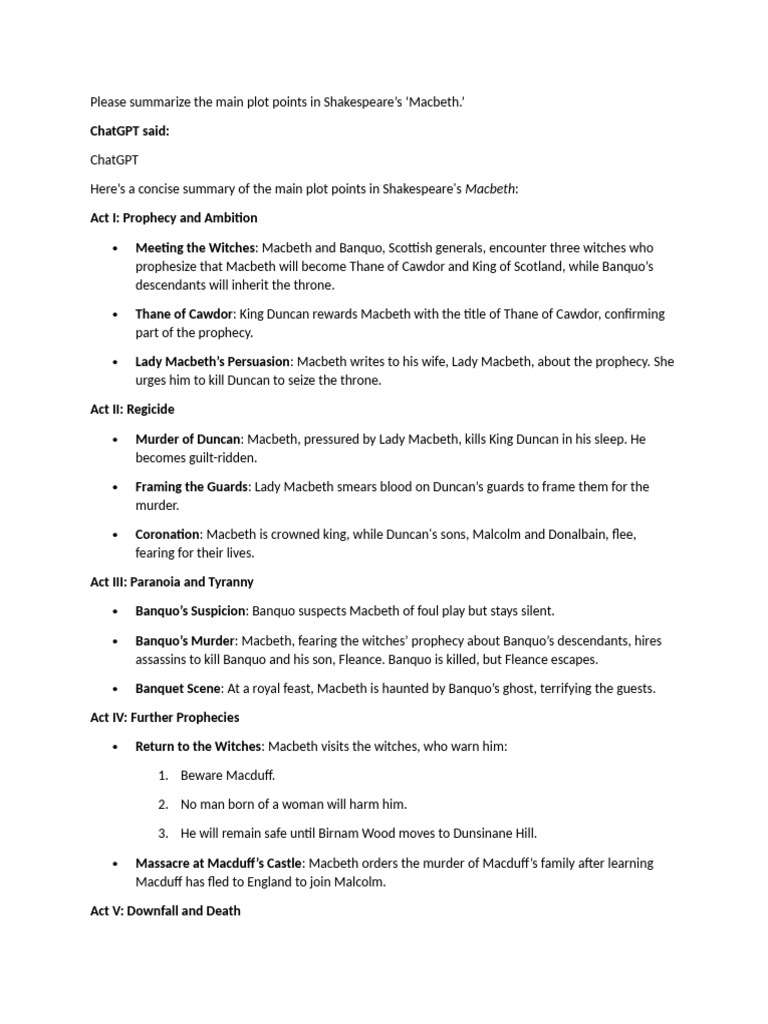Please Summarize The Main Plot Points in Shakespeare | PDF | Quantum ...