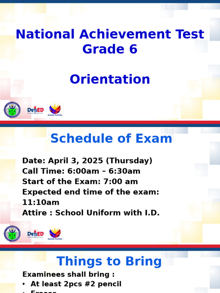 Division Virtual Orientation On The Administration of NAT-G6 | PDF