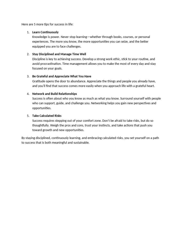 5 Essential Tips for Life Success | PDF