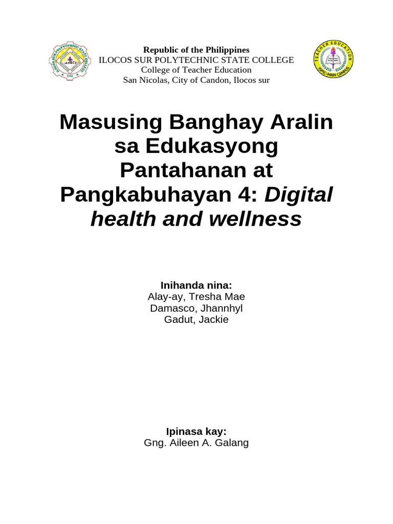 Banghay Aralin - Epp (Digital Health & Wellness | PDF