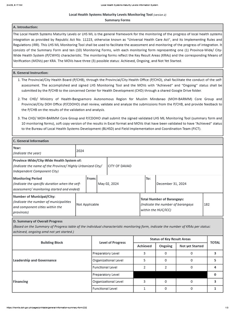 Local Health Systems Maturity Levels Tool | PDF | Business