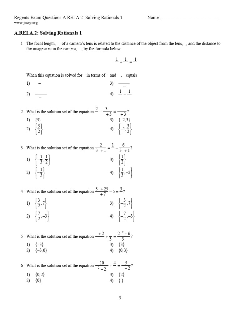 A Rei A 2 SolvingRationals1 | PDF | Equations | Mathematical Concepts