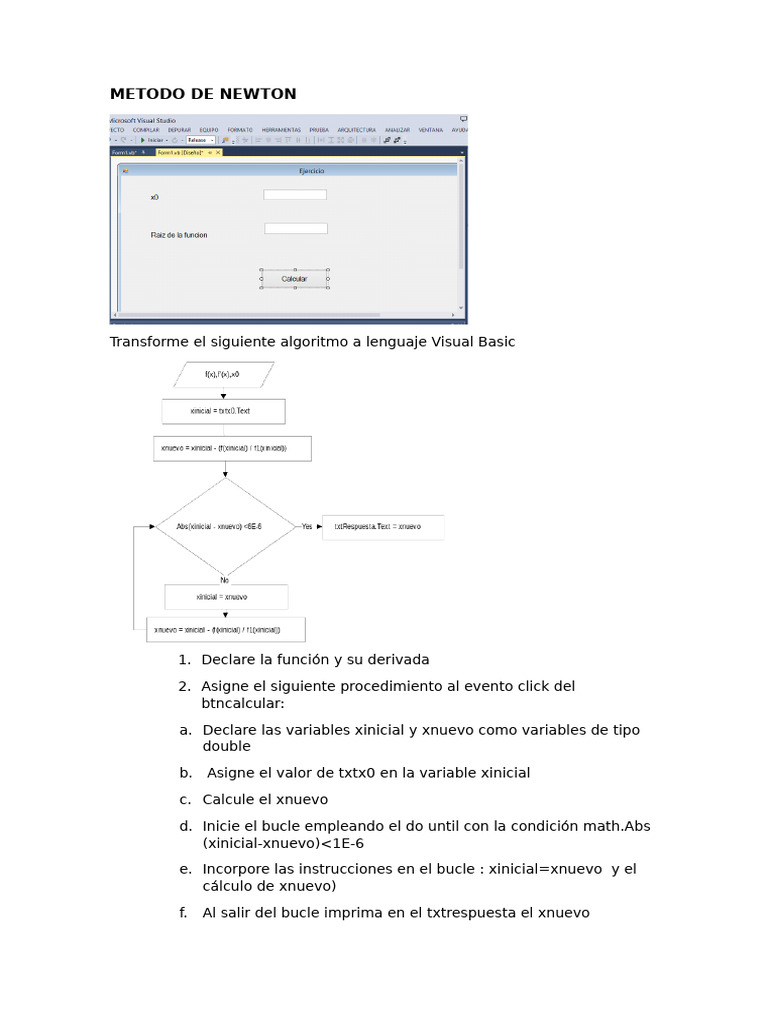 Algoritmos de Métodos Numéricos en Visual Basic | PDF | Ecuaciones | Variable (informática)