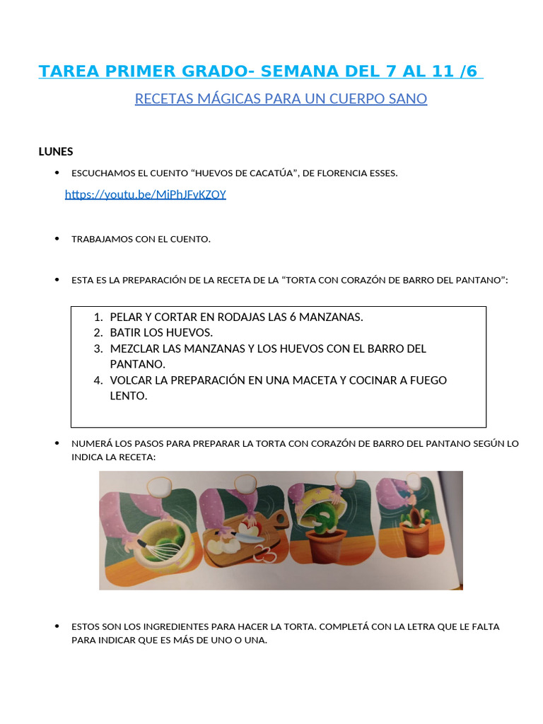 REMOTO 11- TAREA PRIMER GRADO | PDF