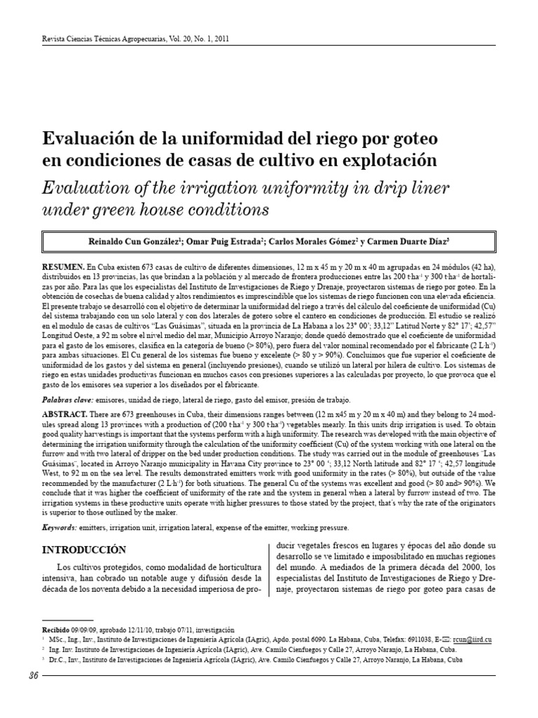 Coeficiente de Uniformidad de Riego | PDF | Riego | Materiales ...