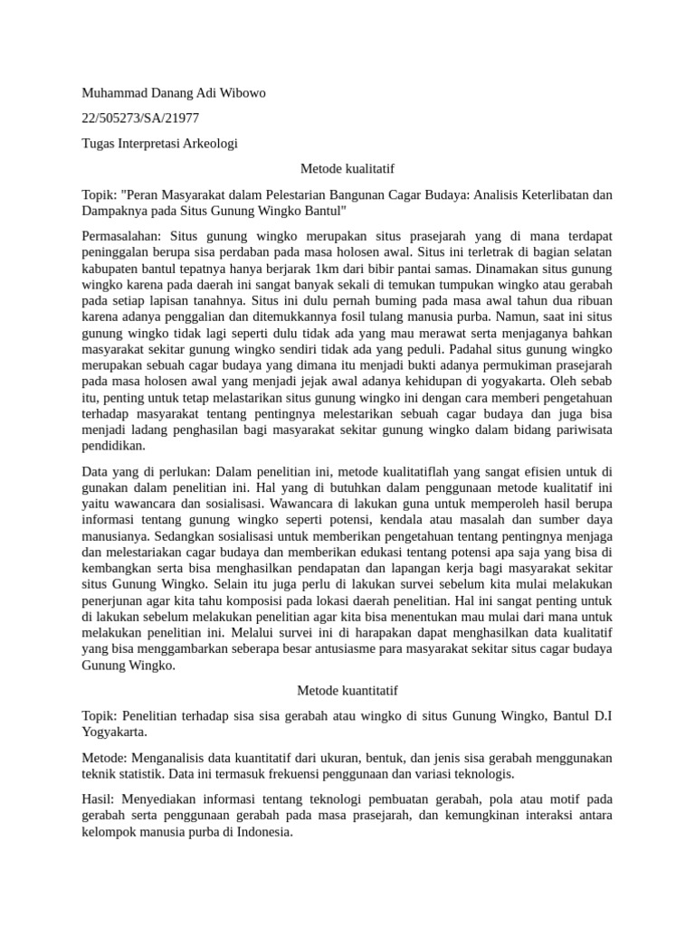 505273_Tugas Interpretasi Arkeologi_Muhammad Danang Adi Wibowo | PDF