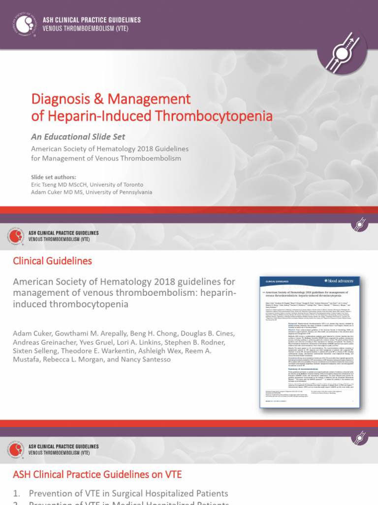 ASH Guidelines for Heparin-Induced Thrombocytopenia | PDF | Thrombosis ...