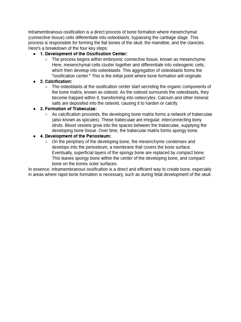 Intramembranous Ossification Process | PDF