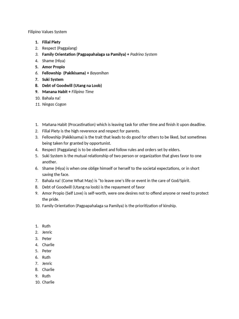 Filipino Values System | PDF