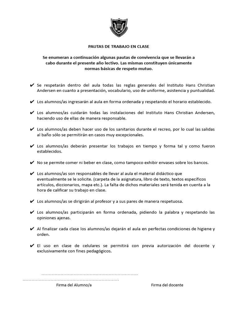 Pautas de Trabajo en Clase 2025 | PDF