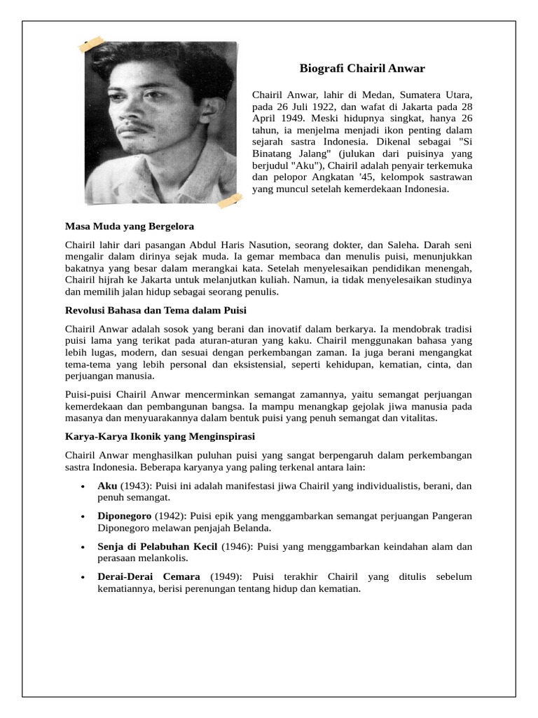Biografi Chairil Anwar | PDF