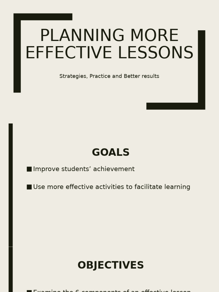 Planning More Effective Lessons I | PDF
