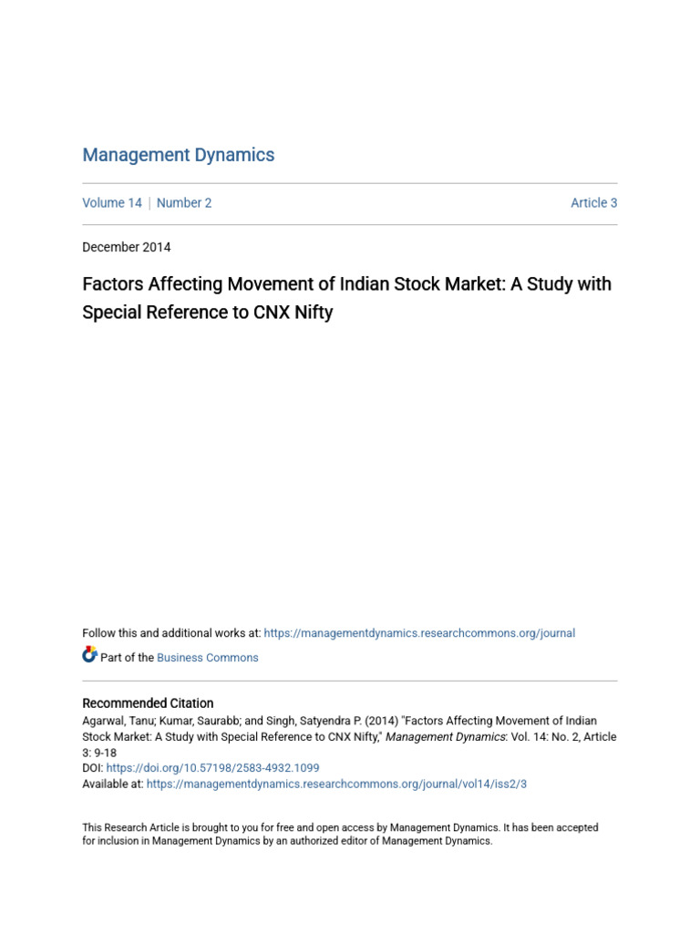 Factors Affecting Movement of Indian Stock Market - A Study With S ...