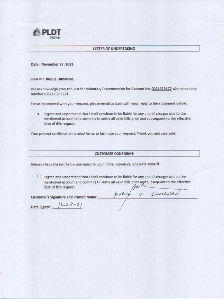 Letter of Undertaking | PDF