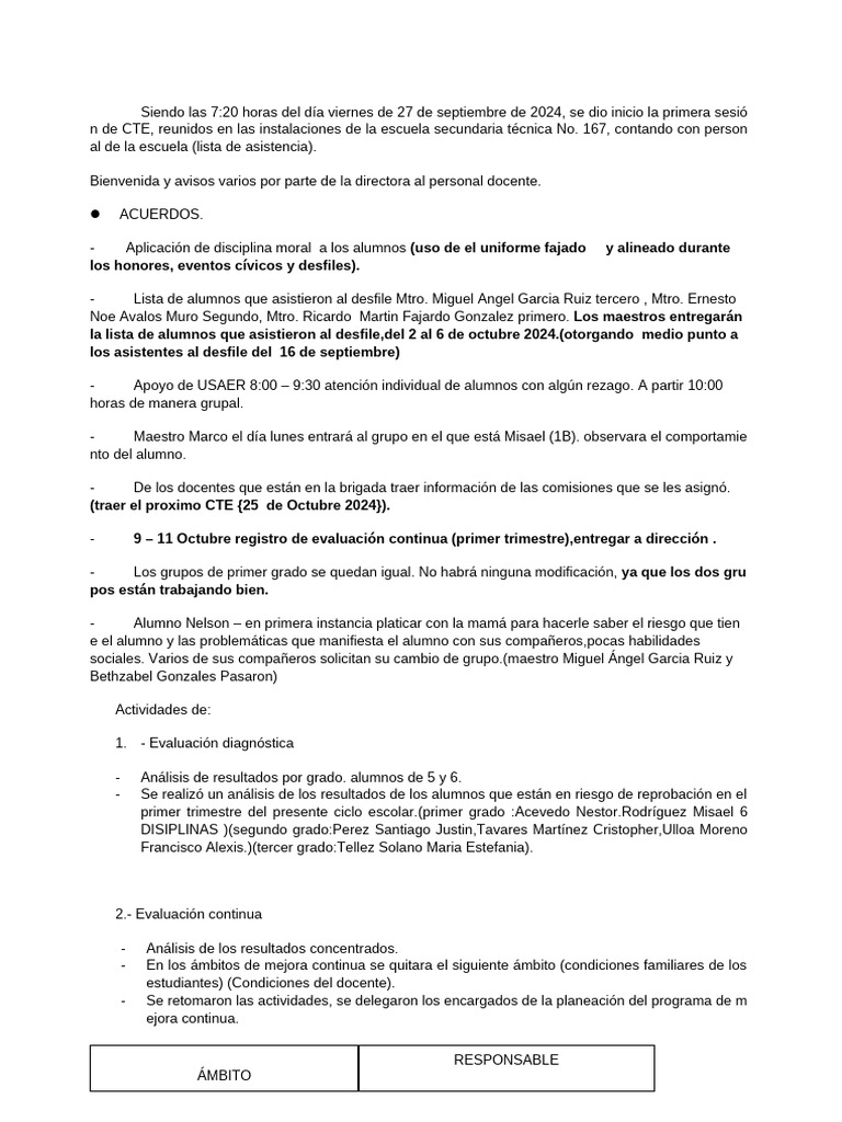 Bitacora Cte Septiembre24 Primera Sesion | PDF