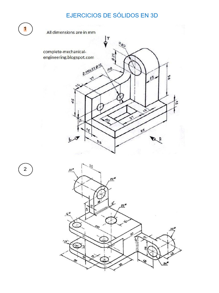 Ejercicios de Sólidos en 3D | PDF