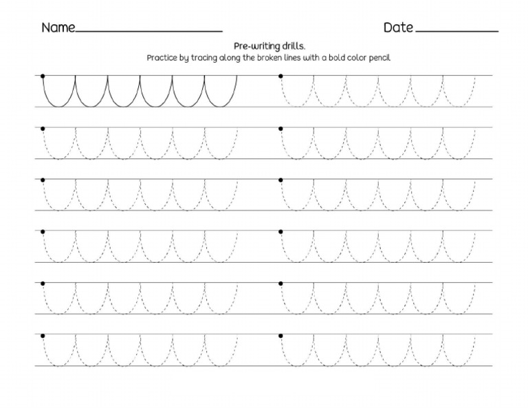 Pre Writing Drill Worksheet Basic 2 | PDF