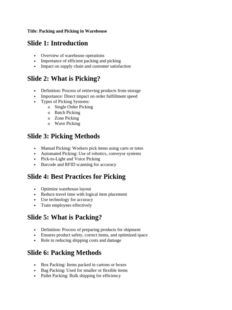 Packing and Picking PPT Matter | PDF