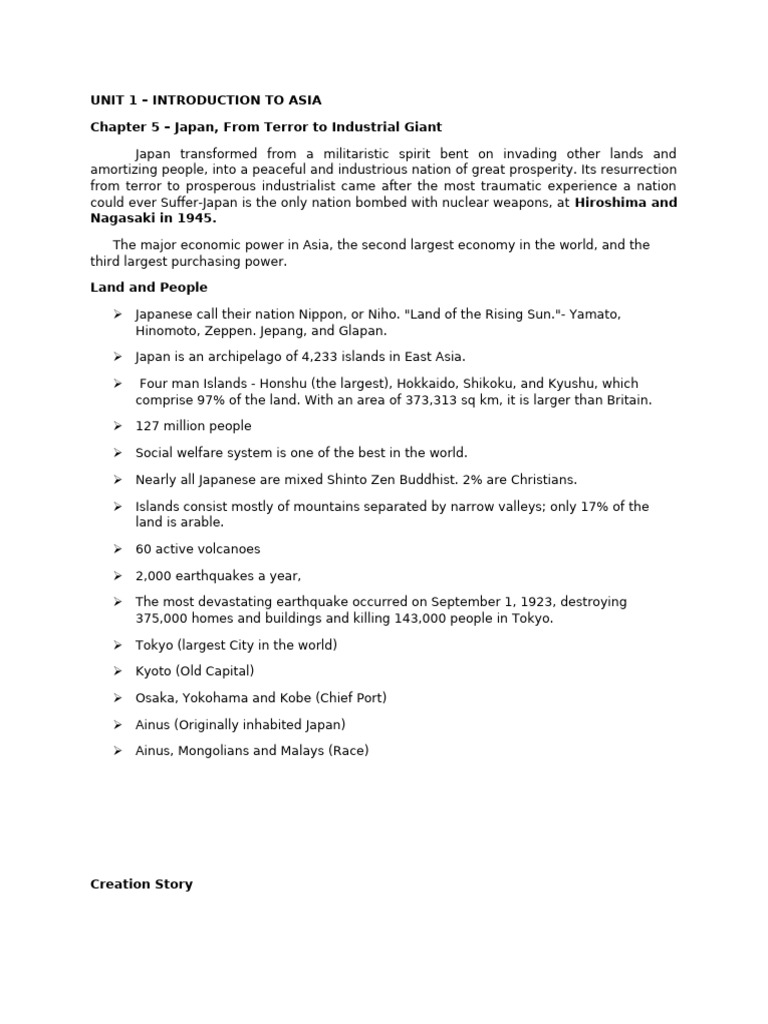 Introduction To Asia - Japan, From Terror To Industrial Giant | PDF ...